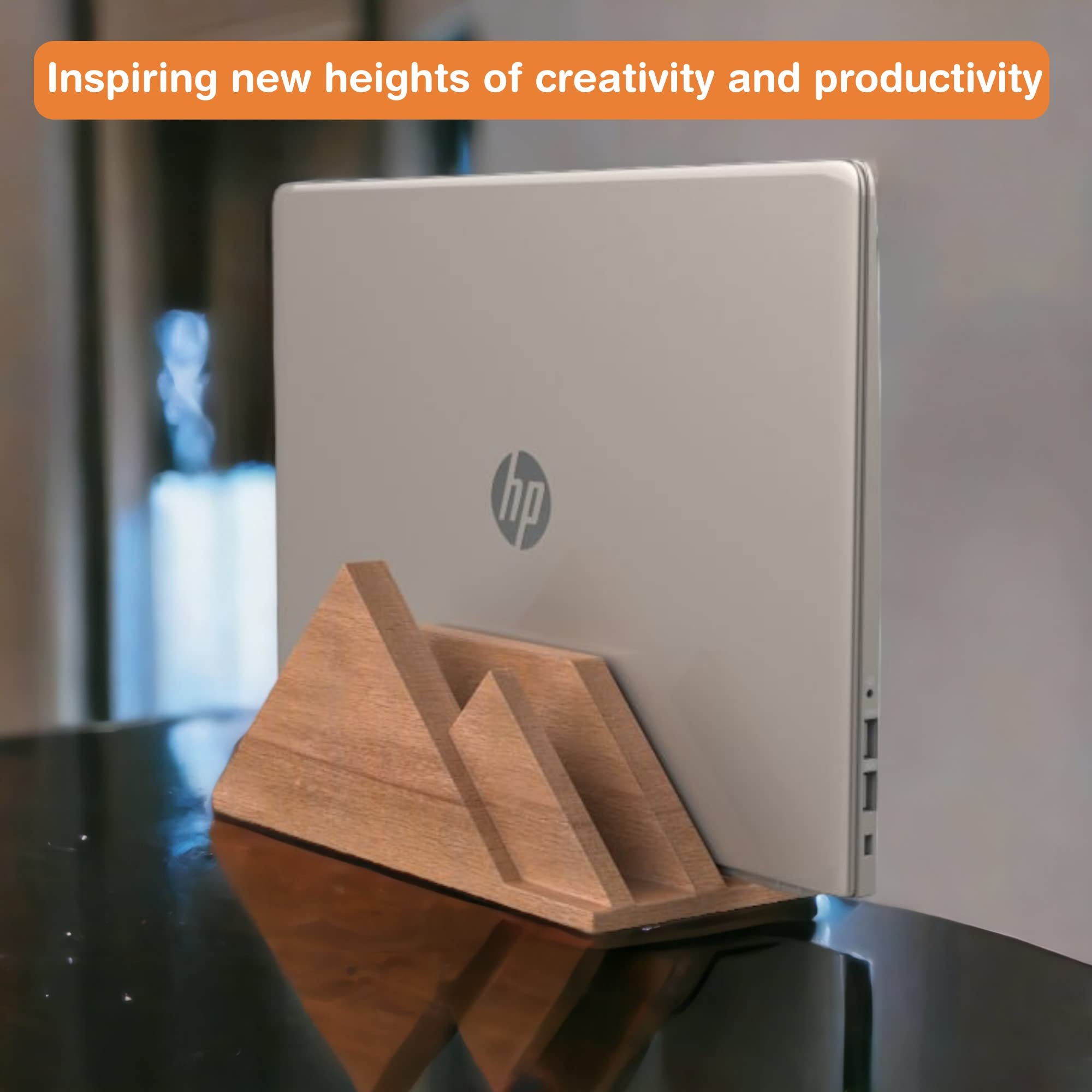Mobashyr Wooden Dual Vertical Laptop Stand Mountain Laptop Stand Vertical with Thickness Up to 0.98" (25mm) Fits Most Laptop - MacBook pro Vertical Stand
