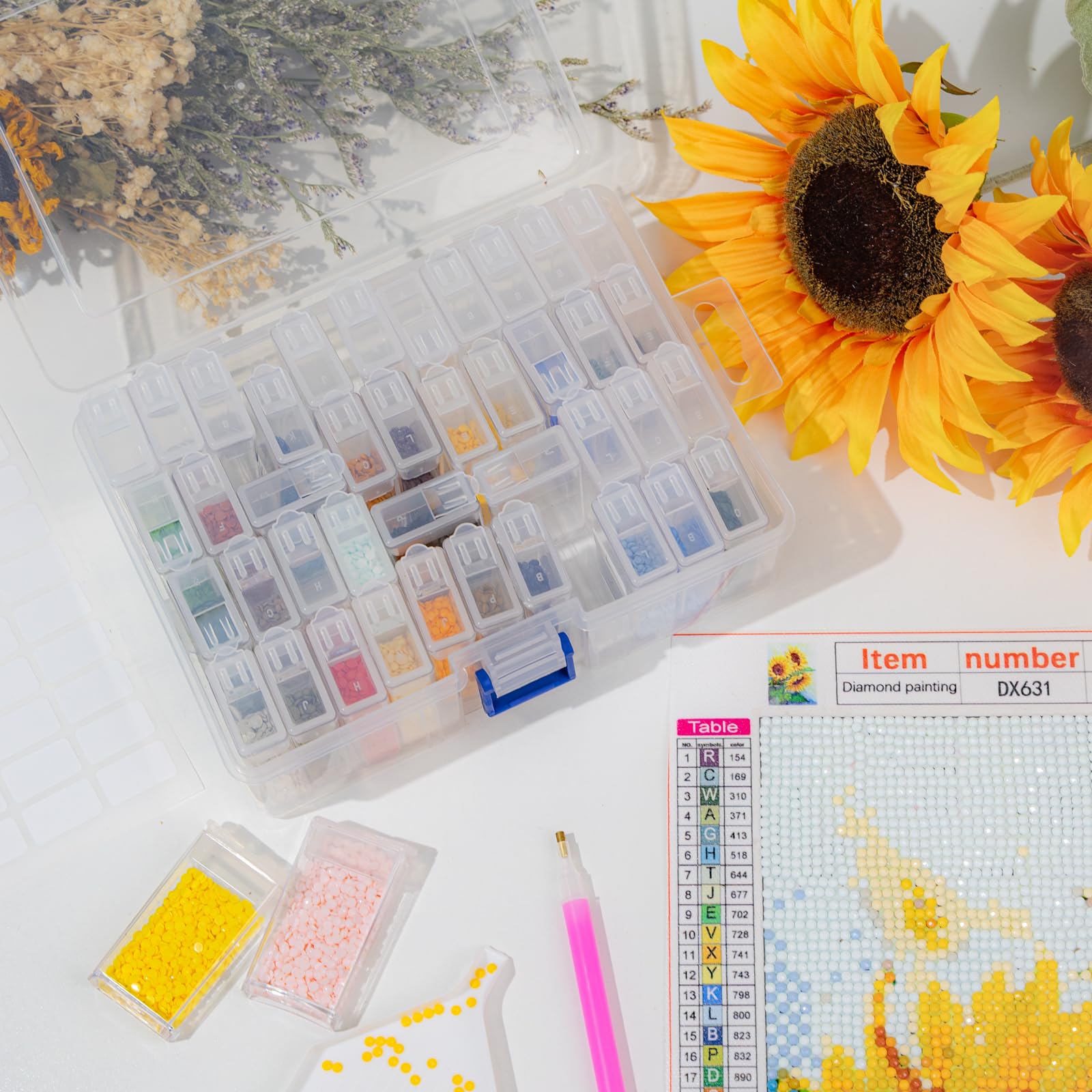 Diamond Painting Storage Containers,42 Grids Box Diamond Art Accessories Storage Box for Jewelry,Portable Bead Storage Art Kit Tool for Crafts