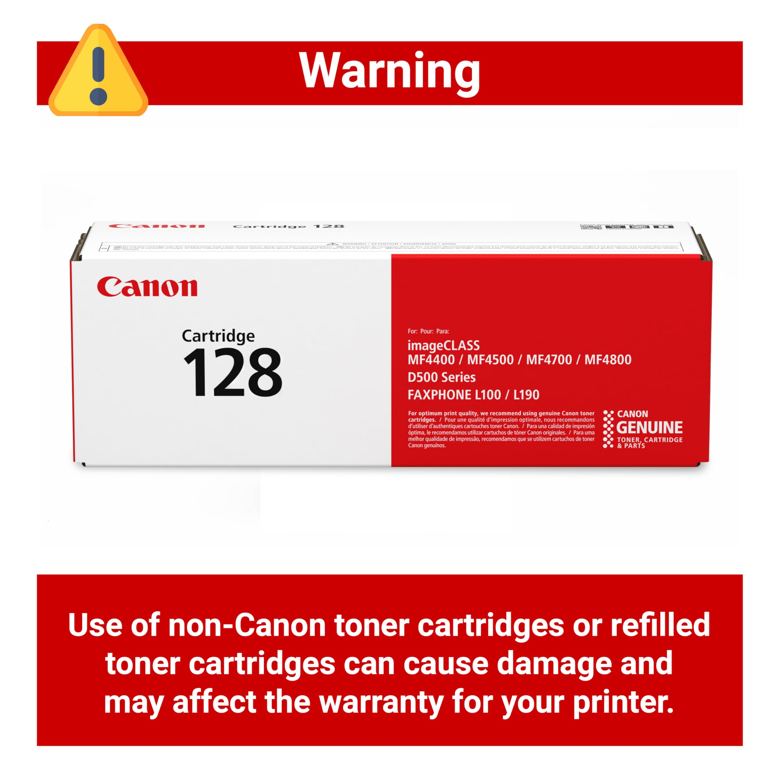 Canon Genuine Toner Cartridge 128 Black (3500B001), 1-Pack, for Canon imageCLASS MF4450, MF4500/4700/4800 Series, D500 Series, L100, L190 Laser Printer