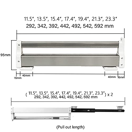 VEITEOX FTY Closet Valet Rod Slide Out, Top Mount Pull Out Closet Rod, Wardrobe Rail for Hanging Clothes Closet Organizer Retractable Rack (Size Name : 23.3"/59.2cm)