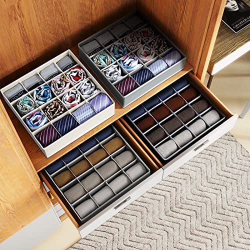 Homsorout Drawer Organizer Divider - Large Fabric Organizer for Clothing, Socks, Panties, Ties - Beige