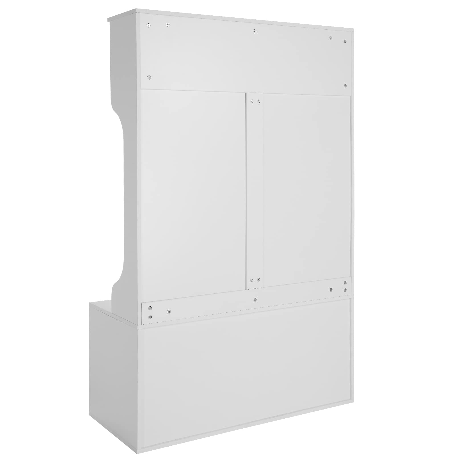 COOBL Freestanding Wardrobe Rack Shelves,Closet Organizer with Shelves Drawers and Hooks,Bedroom, Porch Wardrobe Storage Rack, White (40 x 18.5 x 65 Inch)