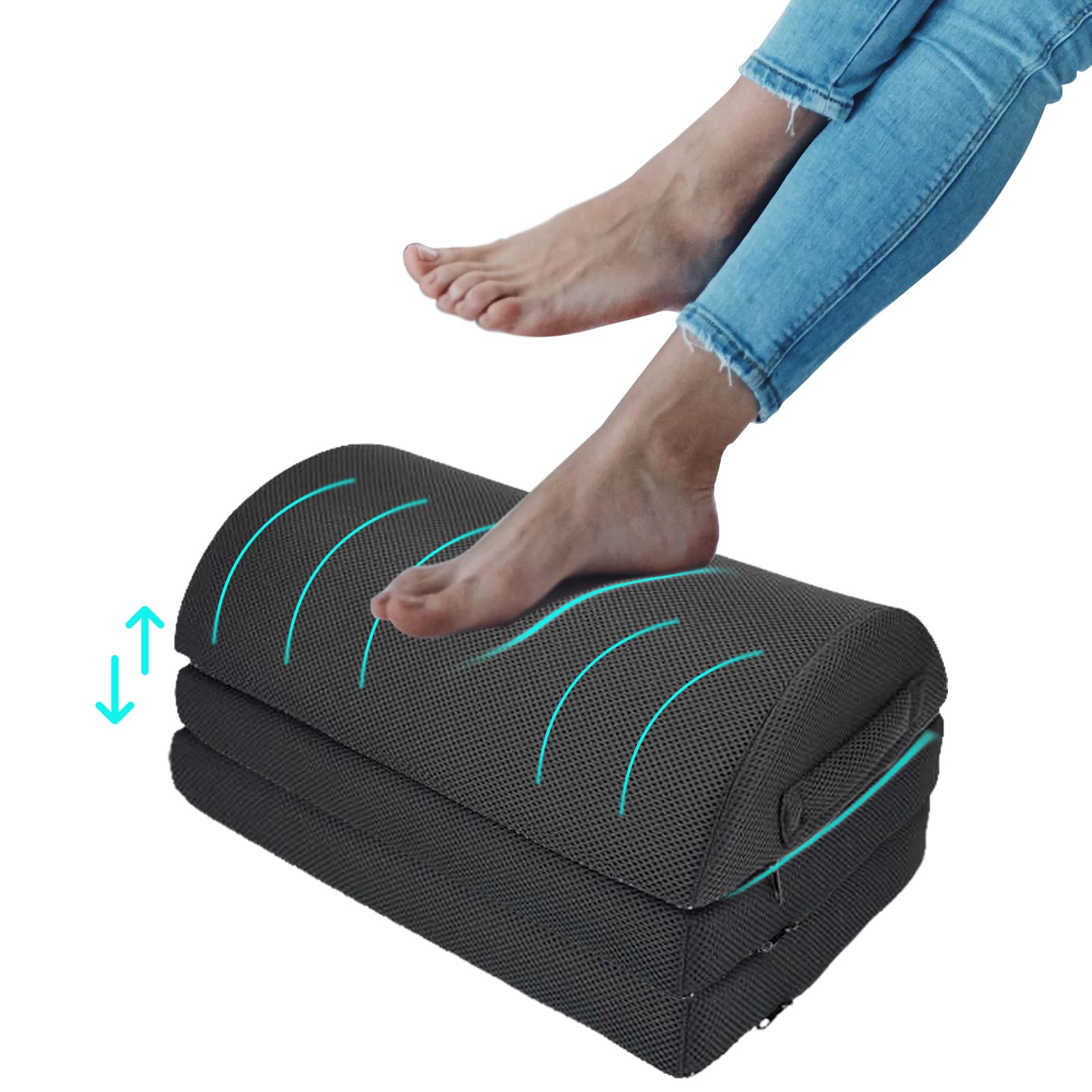 Foot Rest Under Desk ,3 Height Adjustable Foot Rest with Handle Non-Slip Bottom , Ergonomic Foot Stool for Desk.
