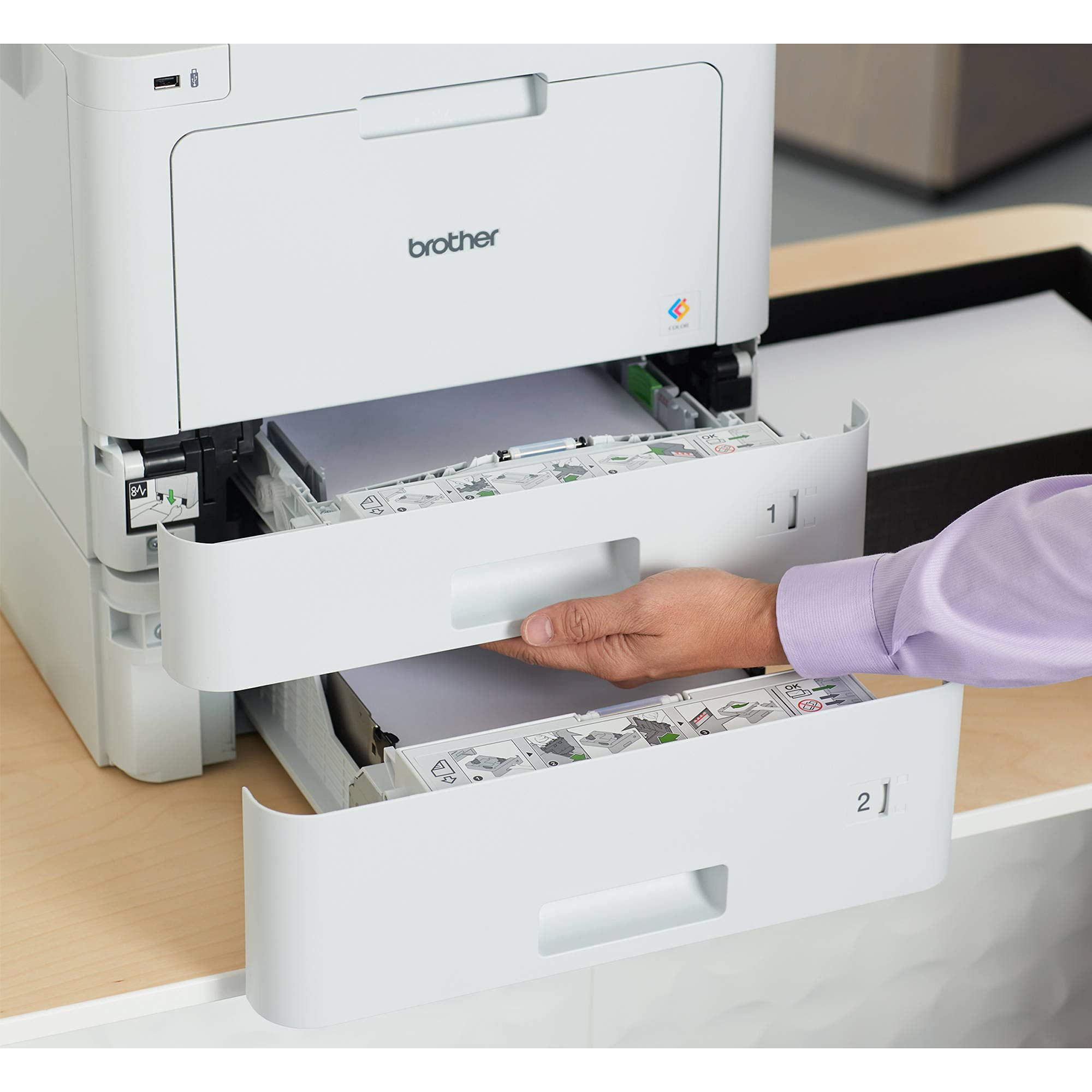 Brother HL-L8360CDWT Business Color Wireless Laser Printer Single-Function - Print Only - 2.7" Touchscreen LCD, 33 ppm, 600 x 2400 dpi, Auto Duplex Printing, 1GB Memory, Dual Trays, NFC, Ethernet