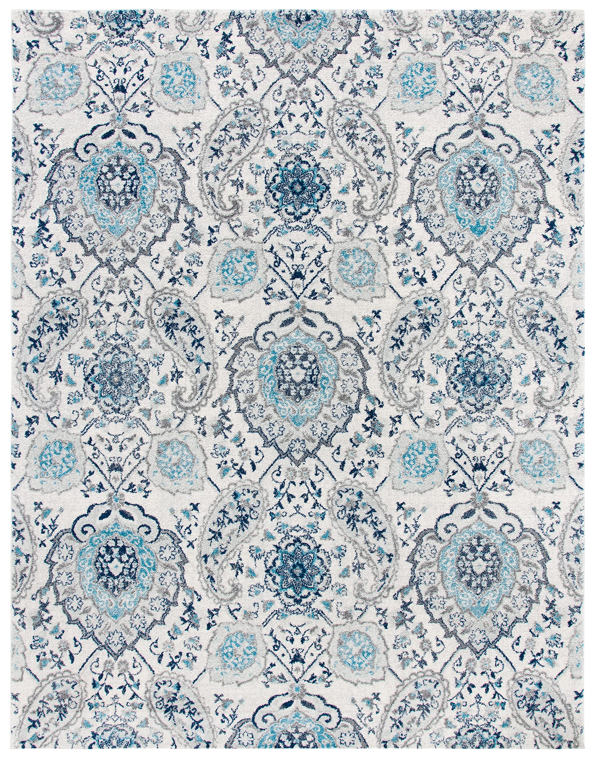 SAFAVIEH Madison Collection 8' x 10' Cream / Light Grey MAD600C Boho Chic Glam Paisley Non-Shedding Living Room Bedroom Dining Home Office Area Rug