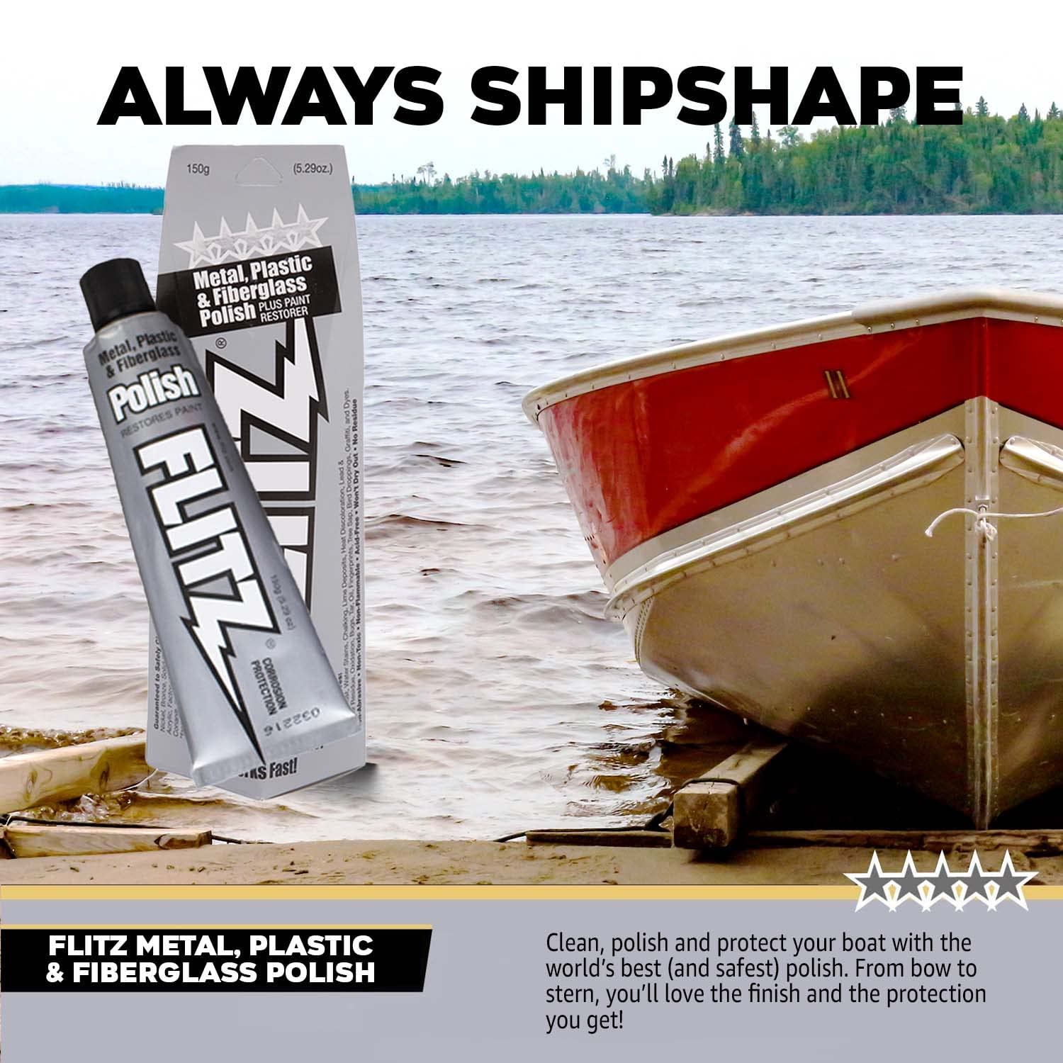 Flitz BU 03515 Metal, Plastic and Fiberglass Polish Paste - 5.29 oz. , Blue
