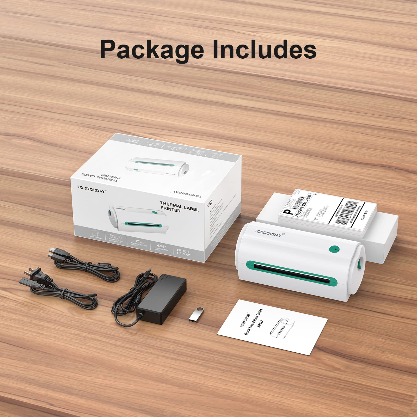 Tordorday Bluetooth Shipping Label Printer Work with App Elabel 4x6 Bluetooth Thermal Label Printer for Shipping Packages, Compatible with USPS, Shopify, Amazon, Ebay, FedEx