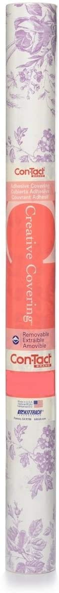 Con-Tact Brand Creative Covering, 18-Inches by 9-Feet, Toile Lavender Self-Adhesive Vinyl Drawer and Shelf Liner, x 9'