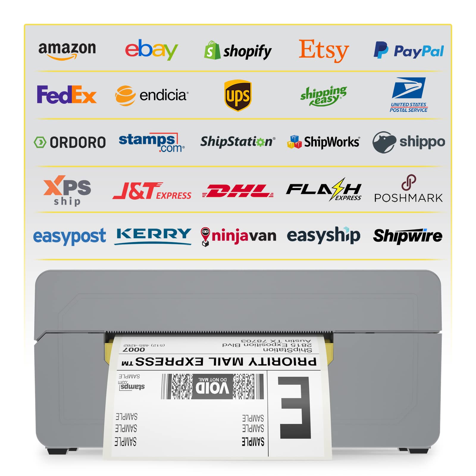 OFFNOVA Thermal Label Printer, 200mm/s High Speed 4" x 6" USB Shipping Label Printer for Small Business, 203 DPI Commercial Grade, Compatible with Mac OS, Windows, USPS, UPS and More