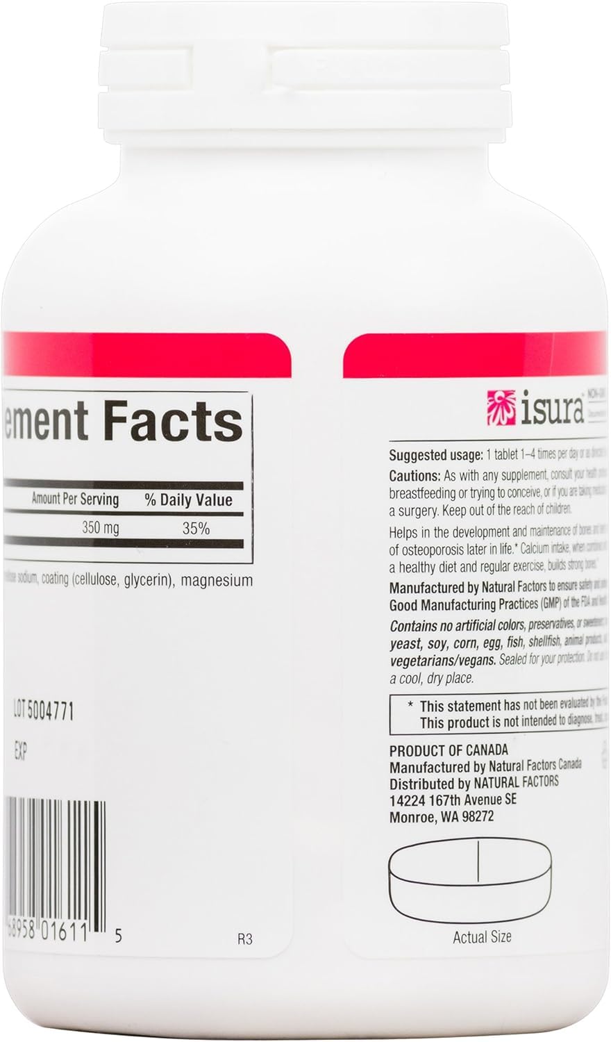 Natural Factors, Calcium Citrate, Helps Maintain Strong Bones and Teeth, 90 tablets (90 servings)