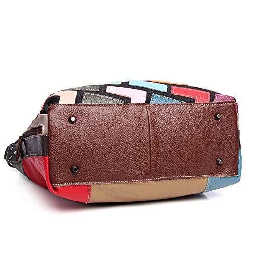 Segater Women Random Multicolor Hobo Handbag Letter Splicing Design Shoulder Purse Colorful Shopper Crossbody Satchel