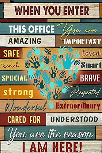 Social Worker, When You Enter This Office, You are Amazing Metal Tin Sign Retro Cottage Garden Restaurant Farm Coffee Shopping Center Office Wall Decoration Iron Painting Metal Plate 8x12inch