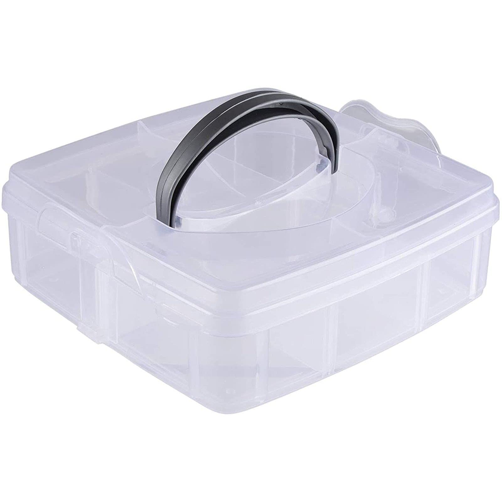 Juvale Plastic Craft Organizer Box with 6 Compartments (6 Inches, 2-pack)