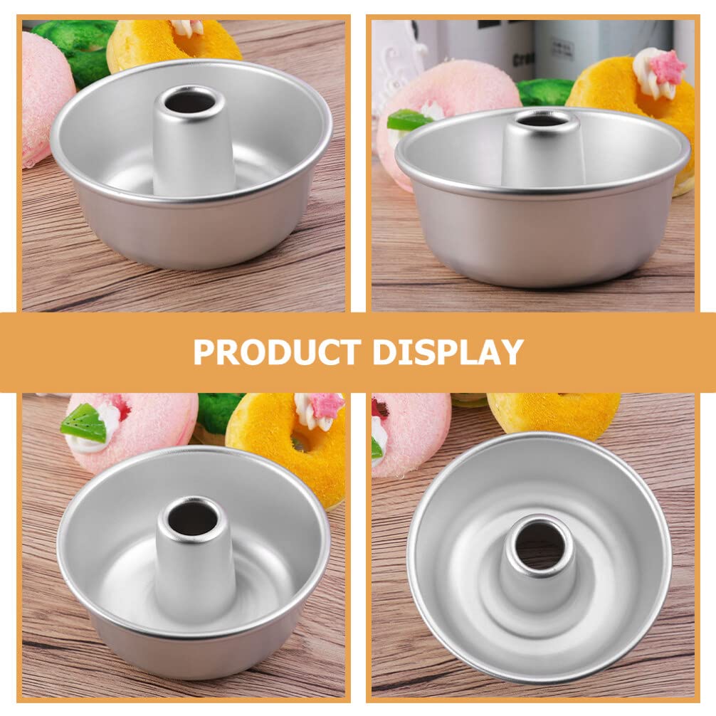 Yardwe Tube Pans for Baking Mini Angel Food Cake Pan, 4 inch Round Chiffon Cake Mold Aluminum Tube Pan Baking Cake Mould Donuts Molds