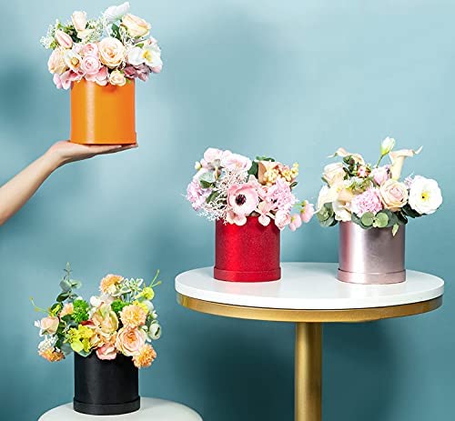 Round Box for Flower Packaging Luxury Paper Cardbord Boxes with Lids for Valentine's Day Wedding DIY Decoration Jewelry Storage Accessories (Black)