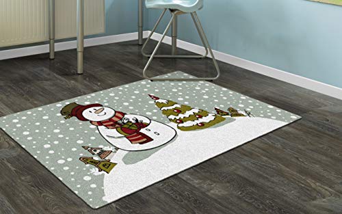 Brumlow MILLS Snowman Washable Festive Christmas Snow Scene Indoor or Outdoor Holiday Area Rug for Living or Dining Room, Bedroom Carpet and Kitchen Runner Rug, 30" x 46", Snow Christmas Tree