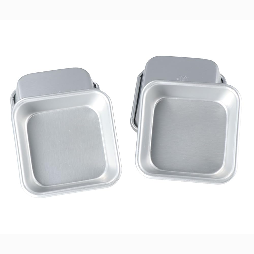 4Pcs 4 Inch Square Baking Cake Pan,Aluminum Alloy Nonstick Cake Mould One-piece Construction Baking Mould Bakeware Pan for Bread Sponge Cake