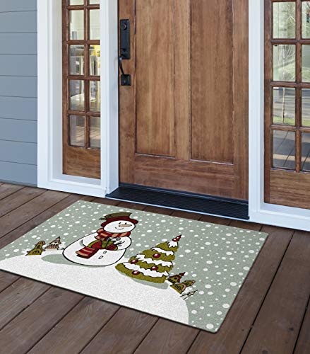 Brumlow MILLS Snowman Washable Festive Christmas Snow Scene Indoor or Outdoor Holiday Area Rug for Living or Dining Room, Bedroom Carpet and Kitchen Runner Rug, 30" x 46", Snow Christmas Tree