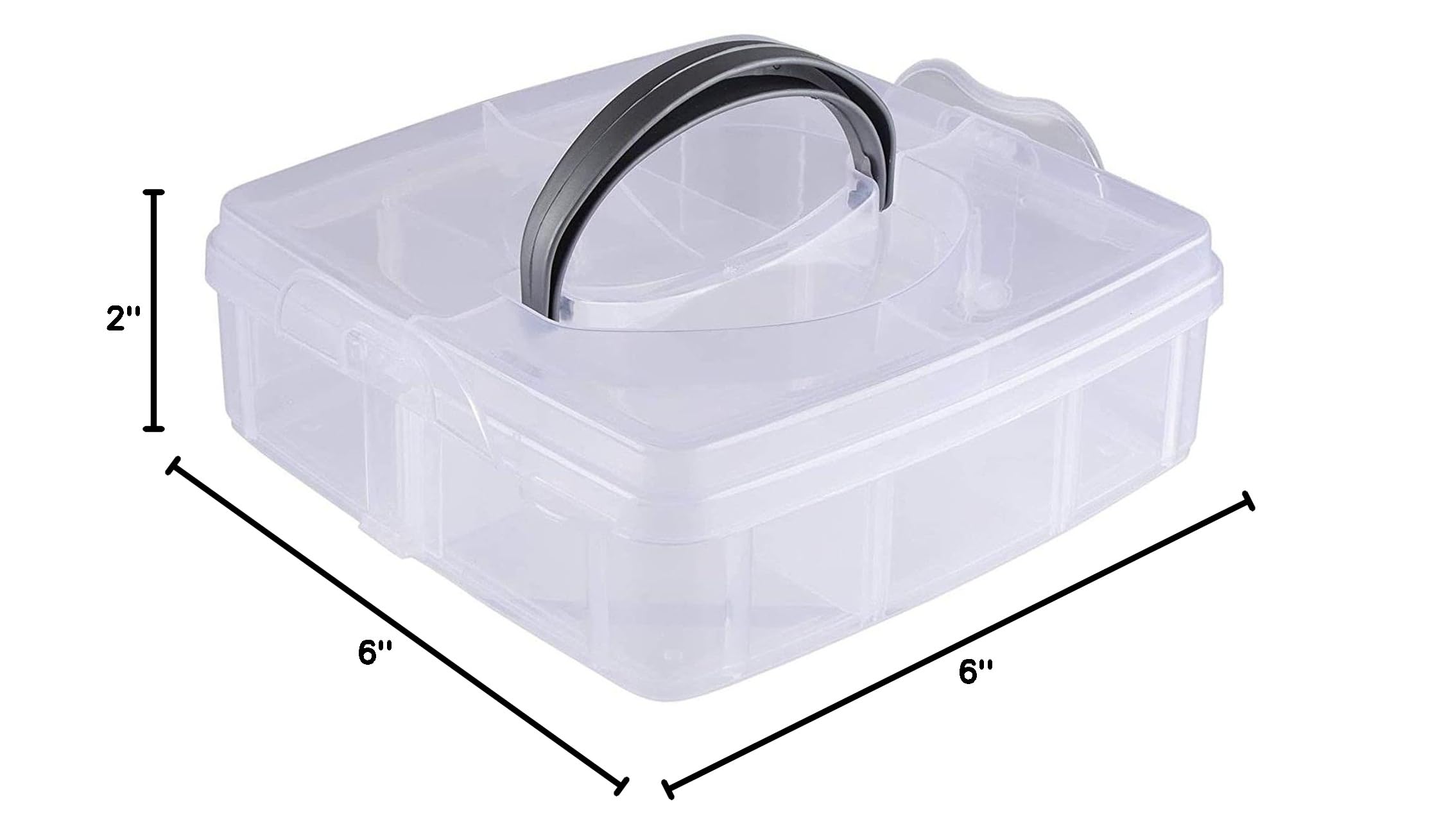 Juvale Plastic Craft Organizer Box with 6 Compartments (6 Inches, 2-pack)
