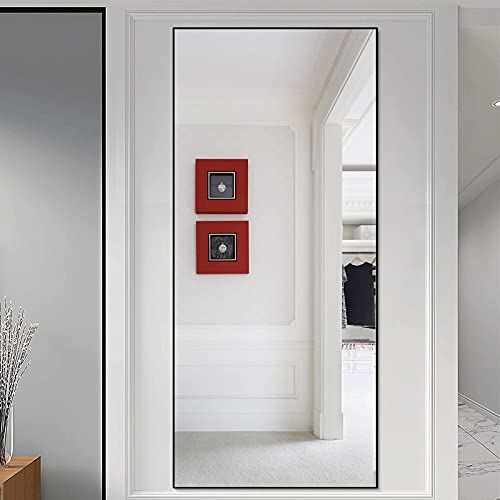 Koonmi 71"x31" Full Length Mirror Extra Large Floor Mirror Hanging or Leaning Against Wall Mounted Aluminum Alloy Dressing Rectangle Body Mirror Bedroom Burst-Proof Glass, Black