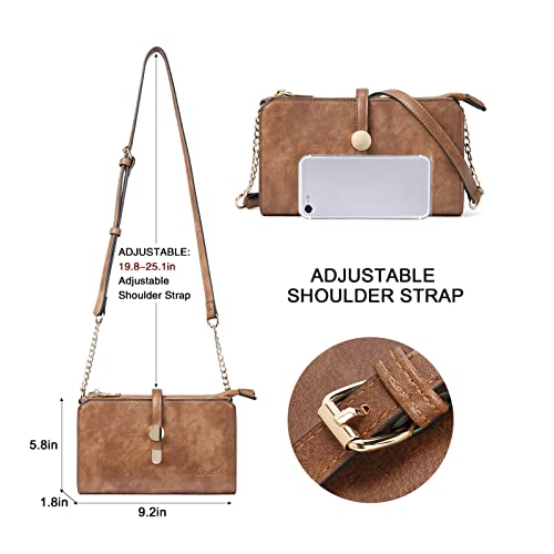 CLUCI Leather Crossbody Bags for Women Small Vintage Shoulder Purses Travel Bag Adjustable Strap Two-Tone Brown