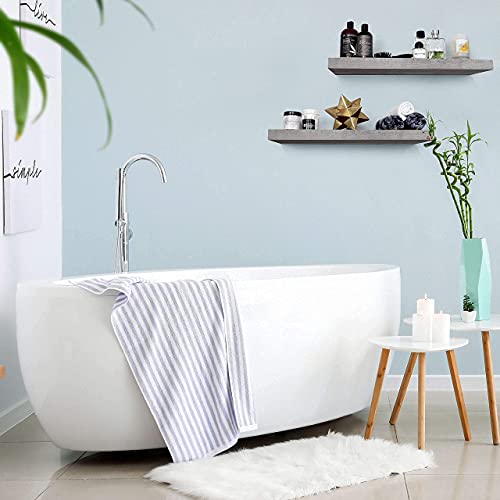 Under.Stated Floating Wall Shelves, 24β Hanging Shelf Set for Living Room, Office, Kitchen, Bathroom &, Perfect Home Room Wall Decor, Rustic Pattern Designed β (Rustic Whitewash Grey 24")