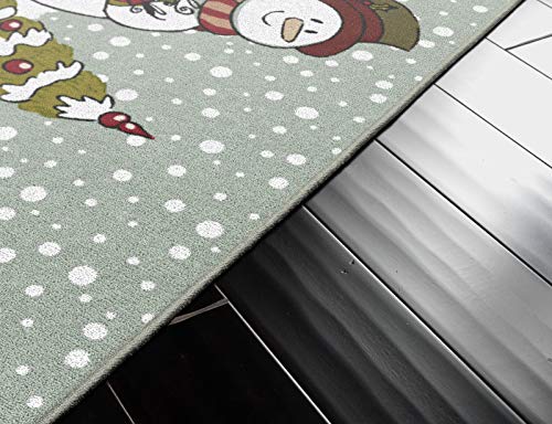 Brumlow MILLS Snowman Washable Festive Christmas Snow Scene Indoor or Outdoor Holiday Area Rug for Living or Dining Room, Bedroom Carpet and Kitchen Runner Rug, 30" x 46", Snow Christmas Tree