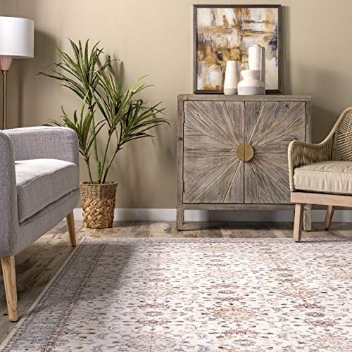 nuLOOM Gemma Machine Washable Transitional Floral Area Rug 4' x 6'