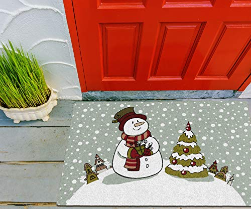 Brumlow MILLS Snowman Washable Festive Christmas Snow Scene Indoor or Outdoor Holiday Area Rug for Living or Dining Room, Bedroom Carpet and Kitchen Runner Rug, 30" x 46", Snow Christmas Tree