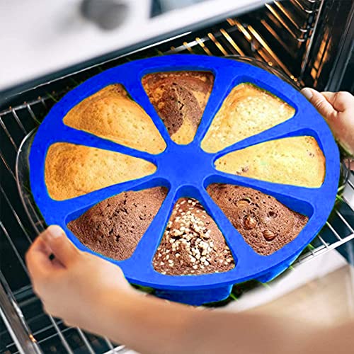 Meajore 2 Pcs Silicone Cake Scone Pan,Triangle 8 Cavity Pizza Cake Pan,Internal Diameter 4 inch Cake Pan for Brownies Muffins,Cheesecake,Cornbread Kitchen Baking Shapes (Blue)