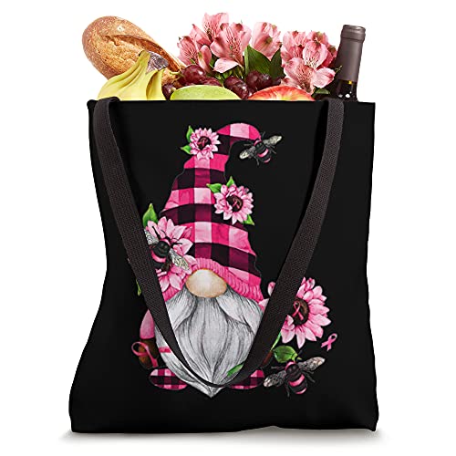 Breast Cancer Gnome Pink Bees, Sunflowers And Ribbons Cancer Tote Bag