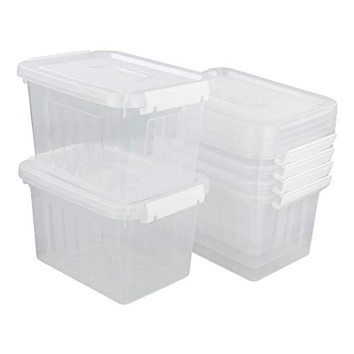 Kiddream Clear Plastic Storage Bins with Lids, 6 Quart Latch Boxes Set of 6, F