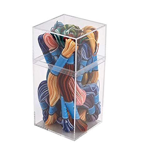 Pioneer Plastics 036C Clear Tall Rectangular Plastic Container, 2.75" W x 2.625" D x 5.75" H, Pack of 4