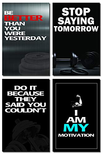 Oospecka Designs Motivational Posters for home gym, office or garage! Set of 4 - 11 in x 17 in