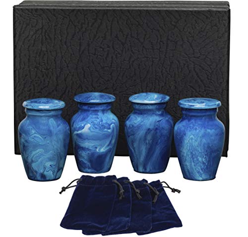 Eternal Harmony Cremation Urn for Human Ashes | Memorial Urn Carefully Handcrafted with Elegant Finishes to Honor Your Loved One | Adult Urn Large Size with Beautiful Velvet Bag (Small, Blue Milo)