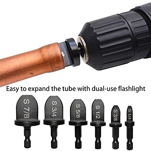 Yu&Yang HVAC Repairing Set Air Conditioner Copper Tube Expander Swaging Tool Manual Copper Pipe Swage Too Expander Drill Bit Soft Copper tubing Tool bit with 1/4'', 3/8'',1/2'', 5/8'',3/4'',7/8''Bits