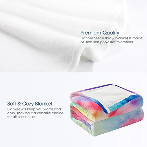 Fleece Throw Blanket for Couch, Patterned Warm Comfy Flannel Throw Blanket Fuzzy Ultra-Soft Cozy Microfiber Plush Blanket 330GSM for Sofa Bed Office All Season Use (40" x 50", Rainbow Tie Dye)
