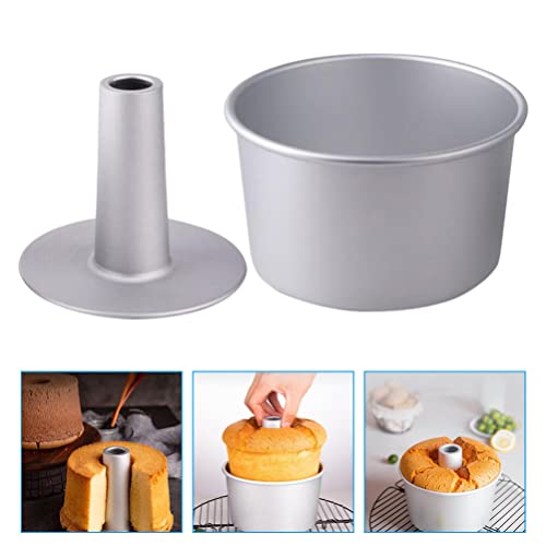 FLAVAS Mini Angel Food Pan Cake Pan 4inch NonStick Chiffon Tube Pan with Removable Bottom for Oven and Baking