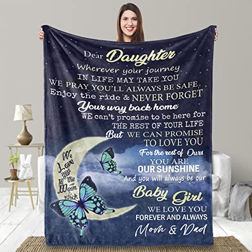 UFOORO Daughter Gifts -55*70inches Butterfly Throw Blanket for Daughter Birthday/Christmas/Winter Gifts for Daughter from Mom and Dad