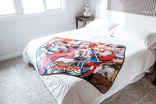 Street Fighter II: The World Warrior Plush Throw Blanket | Cozy Sherpa Wrap Covering For Sofa, Bed | Super Soft Lightweight Fleece Blanket | Geeky Home Decor | 45 x 60 Inches