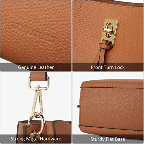 BOSTANTEN Women Handbags Genuine Leather Designer Tote Purses Lady Crossbody Bucket Shoulder Bags for Work Daily,Brown