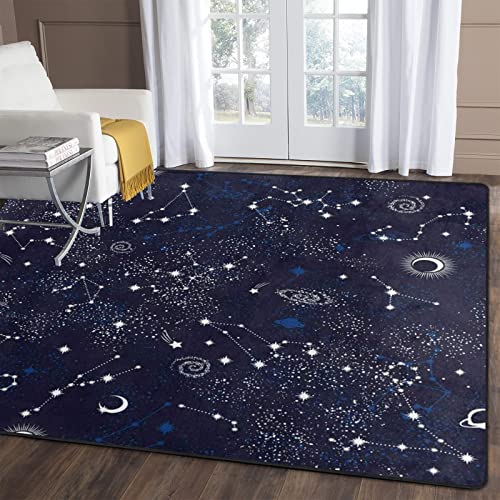 ALALAL Star Sky Area Rug, Space Galaxy Rug, Constellation Rugs for Living Room Rug Carpet for Bedroom 5'x7' (80 x 58 inch) Blue