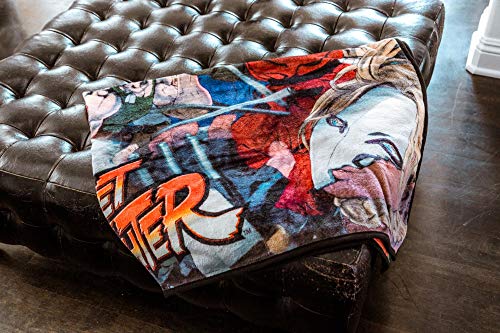 Street Fighter II: The World Warrior Plush Throw Blanket | Cozy Sherpa Wrap Covering For Sofa, Bed | Super Soft Lightweight Fleece Blanket | Geeky Home Decor | 45 x 60 Inches
