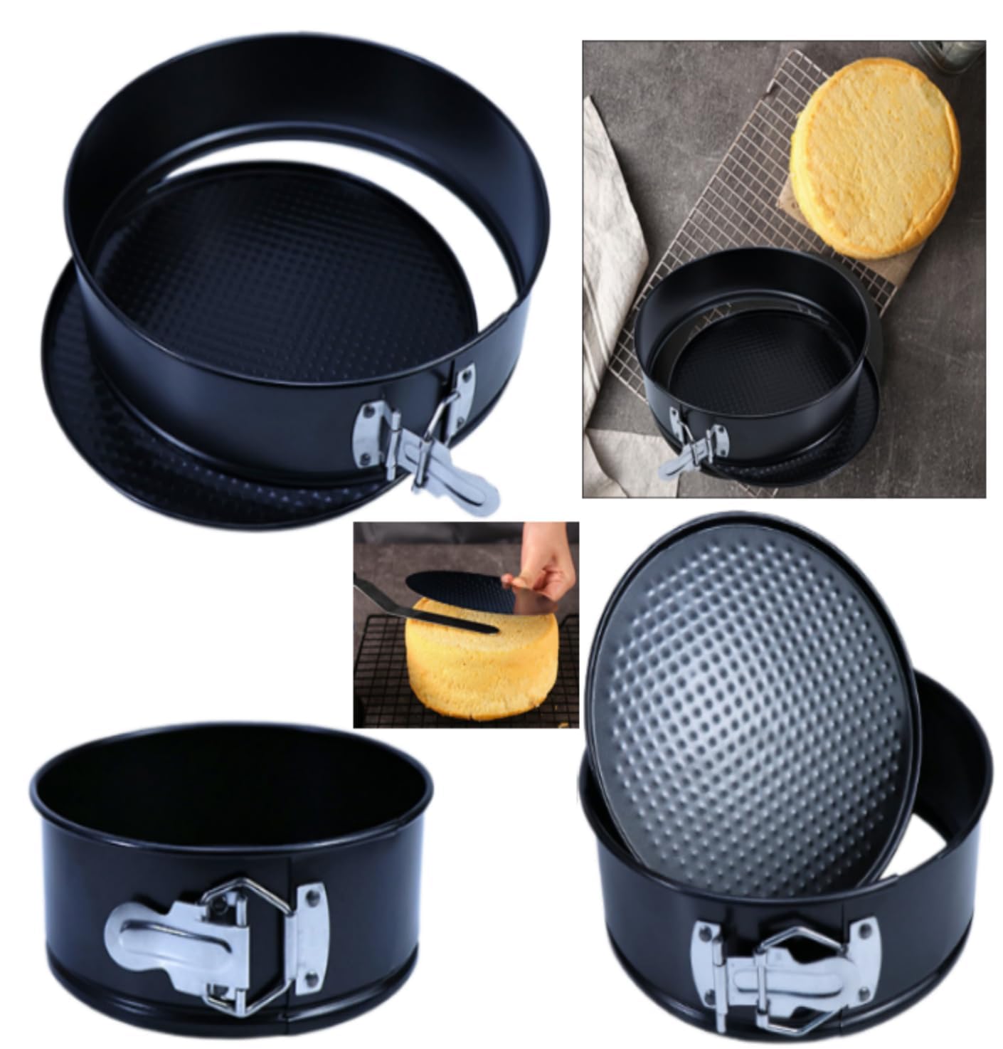 RUISENLAI 260pcs Cake Pan Set for Baking + Cake Decorating Supplies: 3 Round Non Stick Springform Pan Set (4, 7, 9 inches), Icing Tips, disposable piping bags β with 60 Pcs Parchment Paper Liners