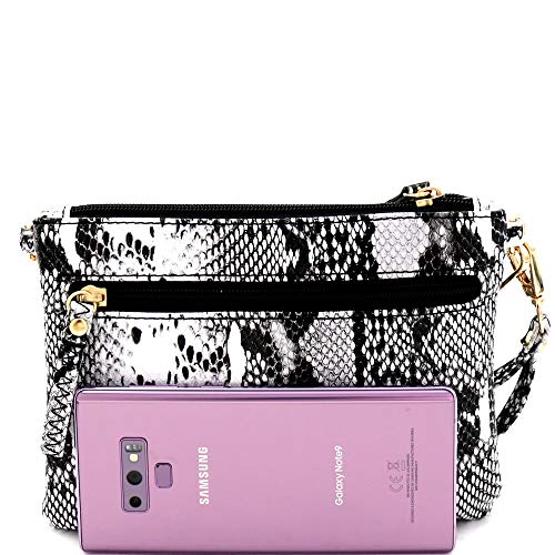 Multi Pocket Soft Faux Leather Wristlet Small Wristlet Crossbody Bag for Travel (1Snake Multi Blue)
