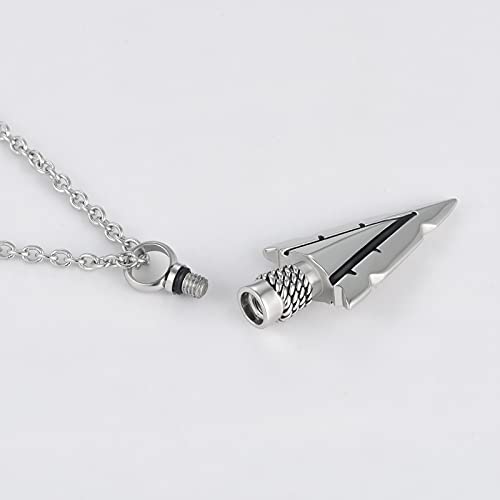 LuxglitterLin Men's Spear Point Arrowhead Cremation Urn Necklace for Ashes Arrow Ashes Holder Memorial Keepsake Pendant Jewelry, (UR-12 Arrowhead)
