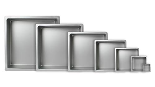 PME Professional Aluminum Square Cake Pan (9 x 9 x 4), Standard, Silver (SQR094)