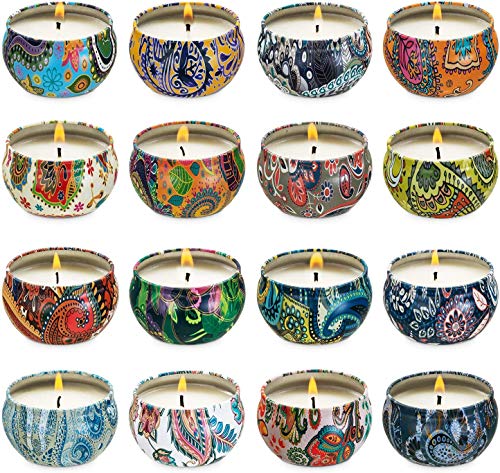 YIHANG Scented Candles Gift Set Soy Wax Tin Candles, Natural Fragrance Candles for Stress Relief and Aromatherapy Candles - 16 X 2.5 Ounce