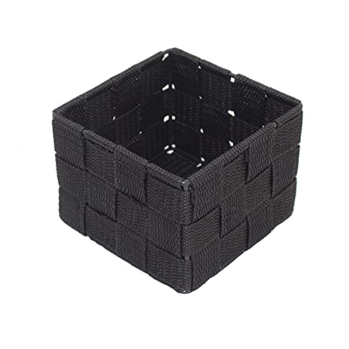 Black Storage Baskets, Woven Storage Bins Containers for Drawer Closet Shelf Dresser, Set of 4.