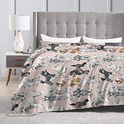 Quicklro Poodles Dogs Flannel Fleece Soft Throw Blanket 60*50inch,Lightweight Microfiber Flannel Fleece Plush Blanket for Bed Sofa Couch All Seasons Black